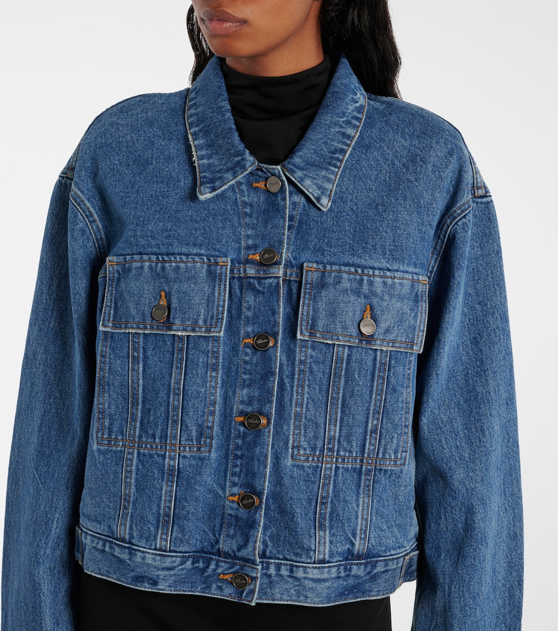 Saunder denim jacket in blue - Khaite | Mytheresa