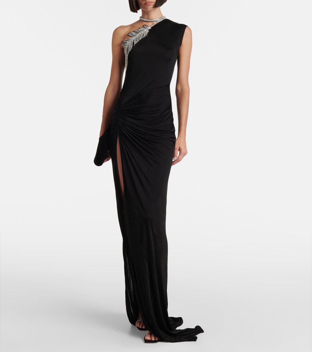 Vestido de fiesta Crystal Feather de jersey en negro - David Koma ...