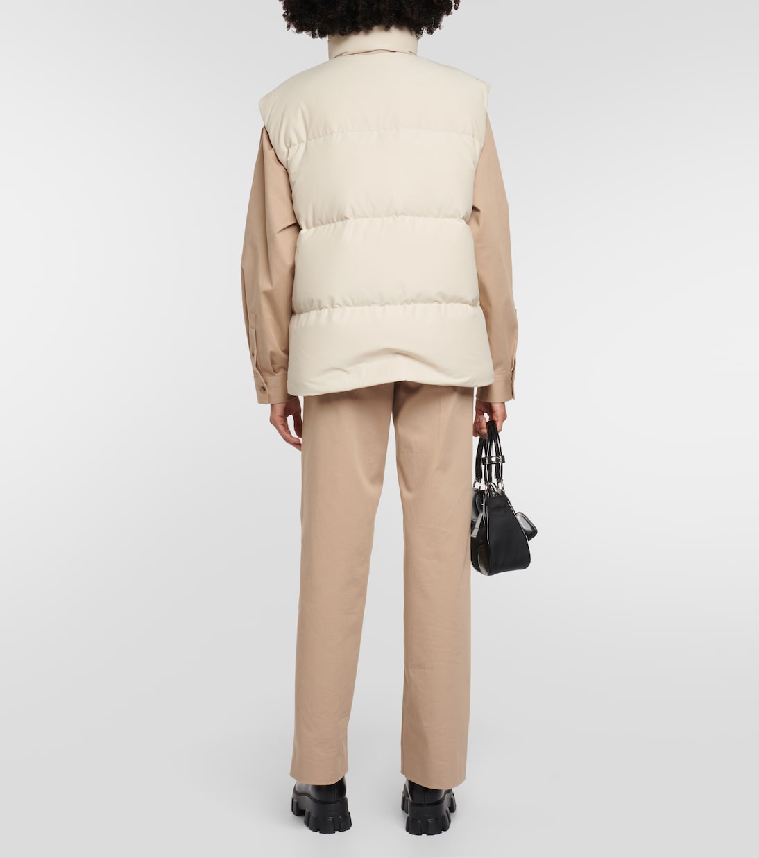Embellished padded vest in beige - Prada | Mytheresa