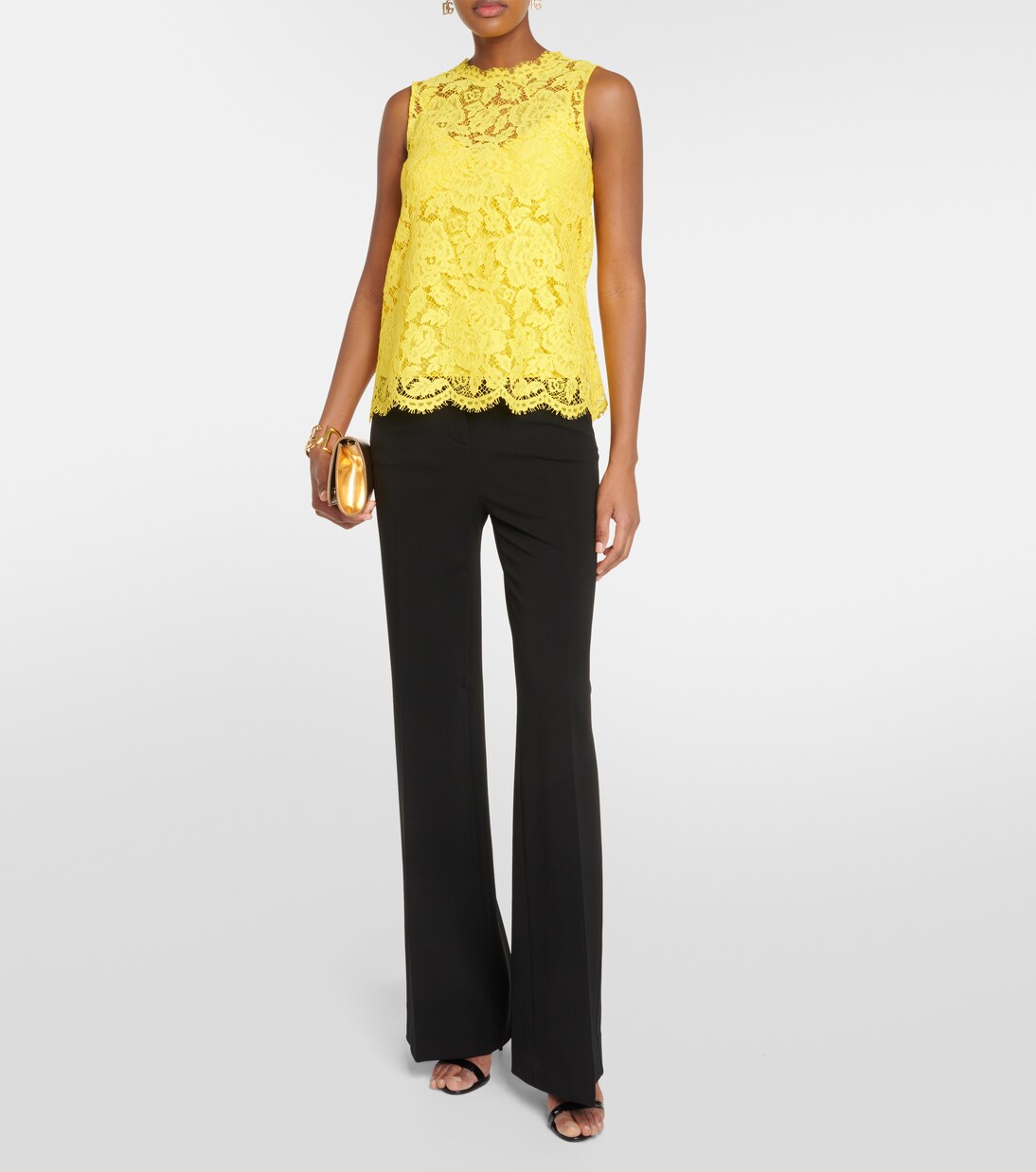 Floral Lace Top In Yellow Dolce Gabbana Mytheresa