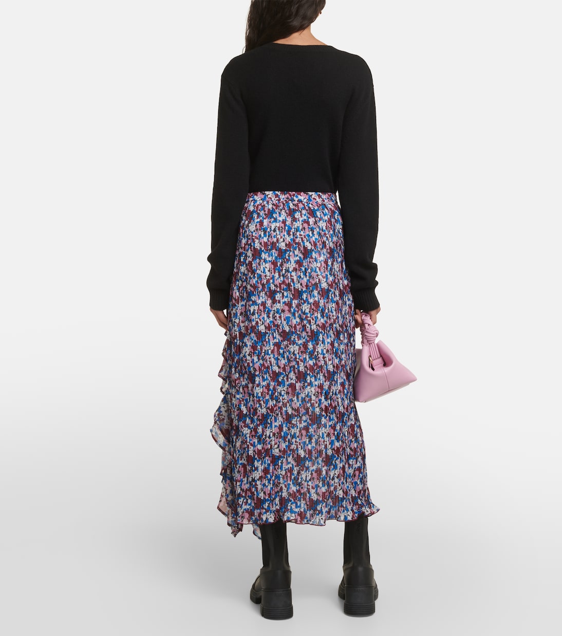 Cutout satin maxi skirt in black - Ganni | Mytheresa