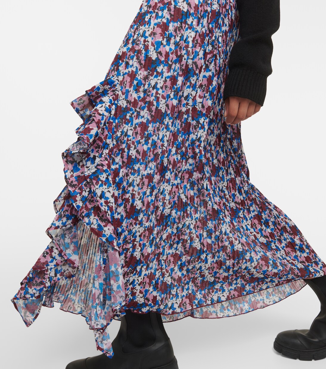 Cutout satin maxi skirt in black - Ganni | Mytheresa