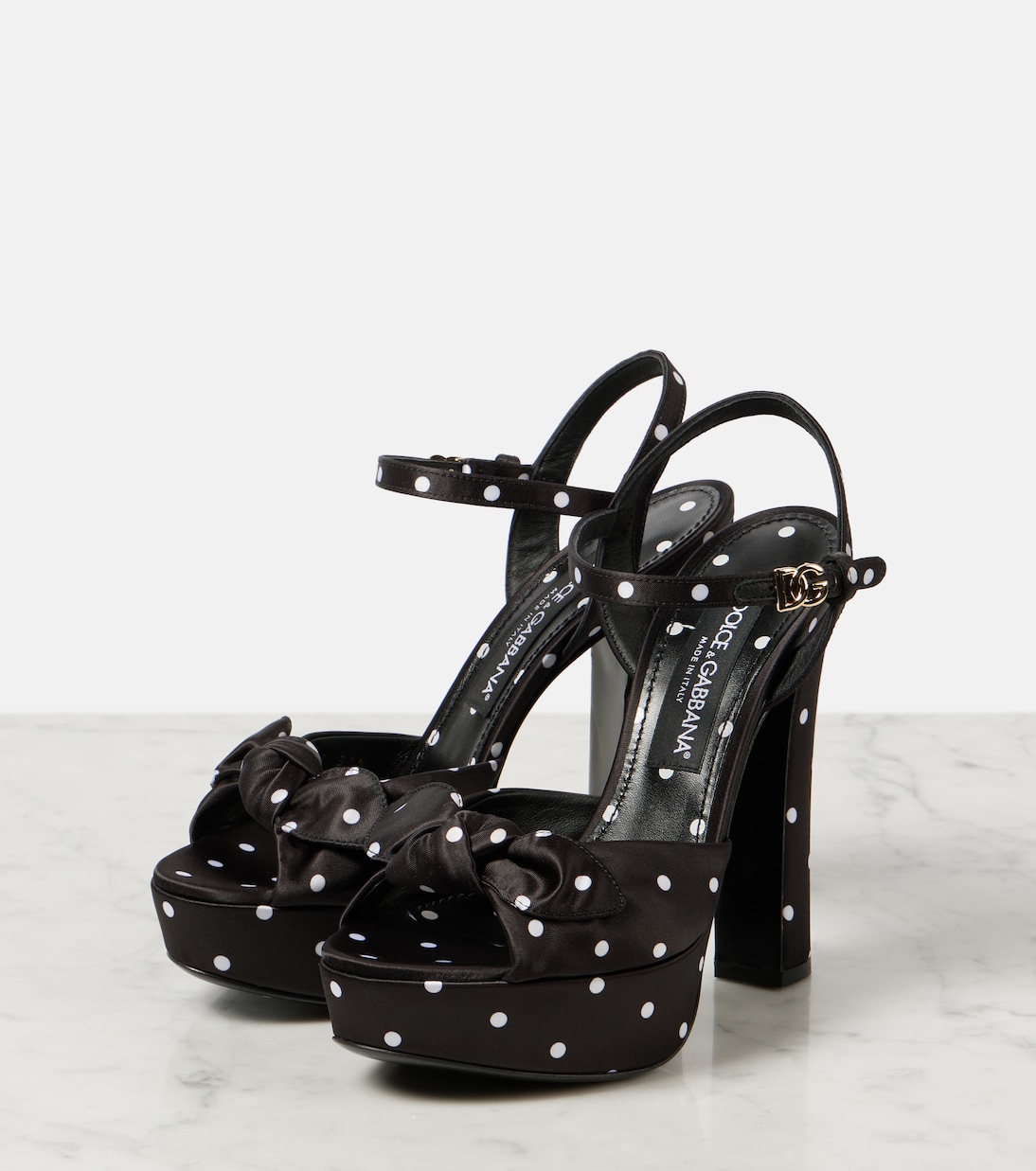 Satin platform sandals in black - Dolce Gabbana | Mytheresa