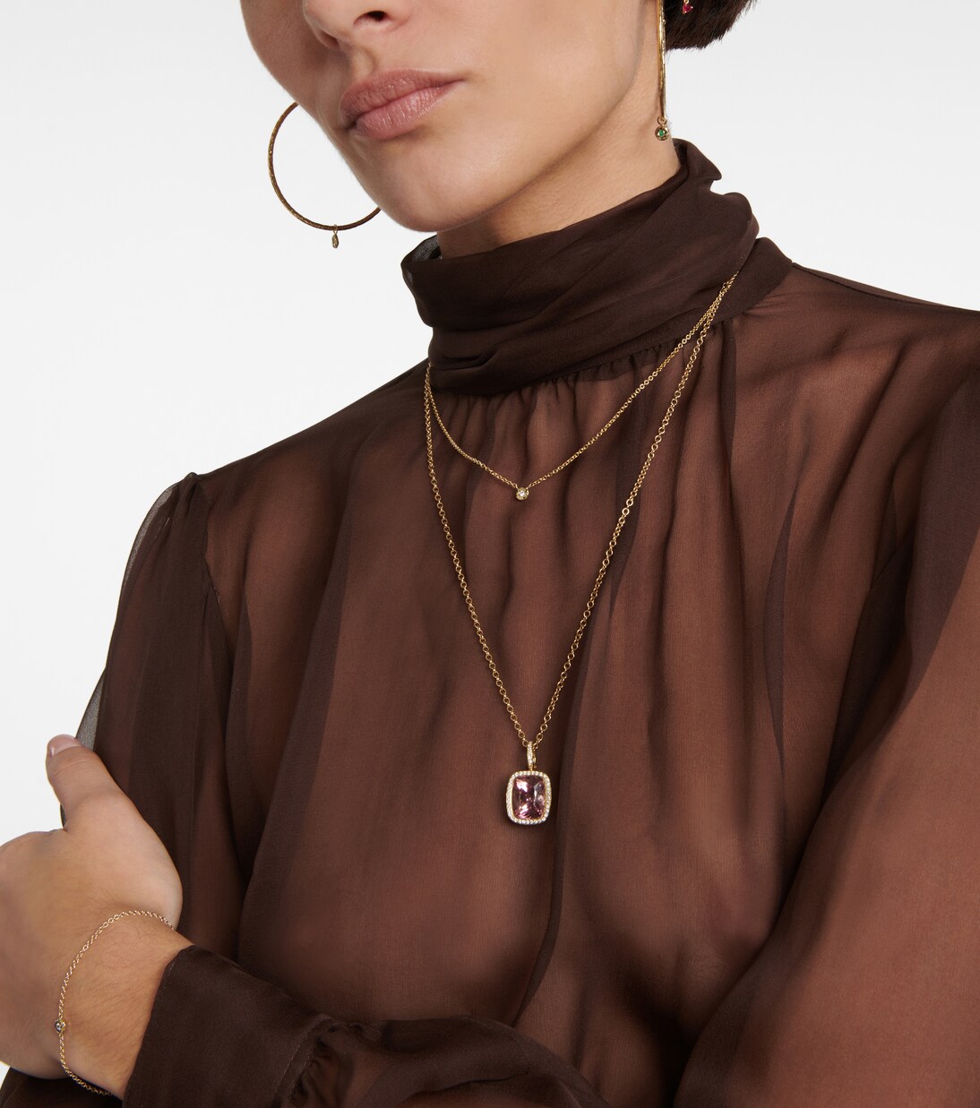 Nesting Gem 18kt gold necklace with diamond in gold - Octavia Elizabeth ...