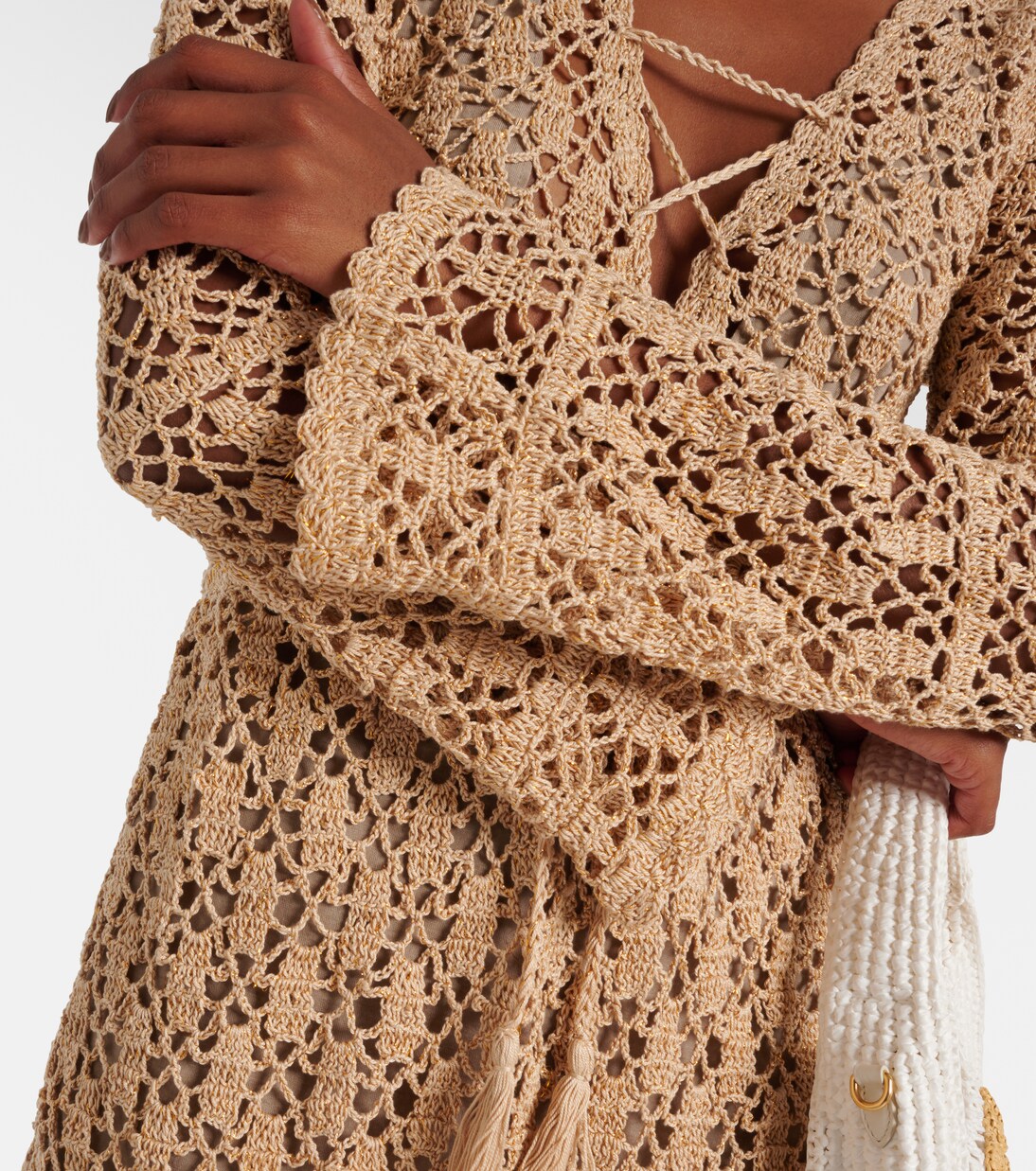 Bianca crochet cotton minidress in gold - Anna Kosturova | Mytheresa