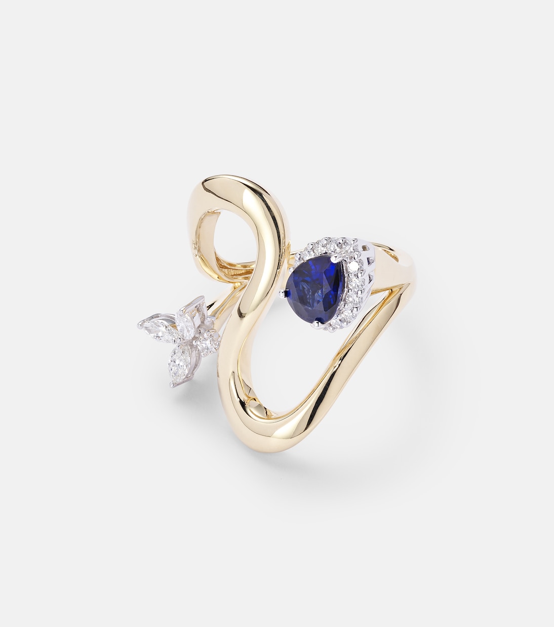 Reign Supreme 18kt gold ring with diamonds and sapphires in gold ...