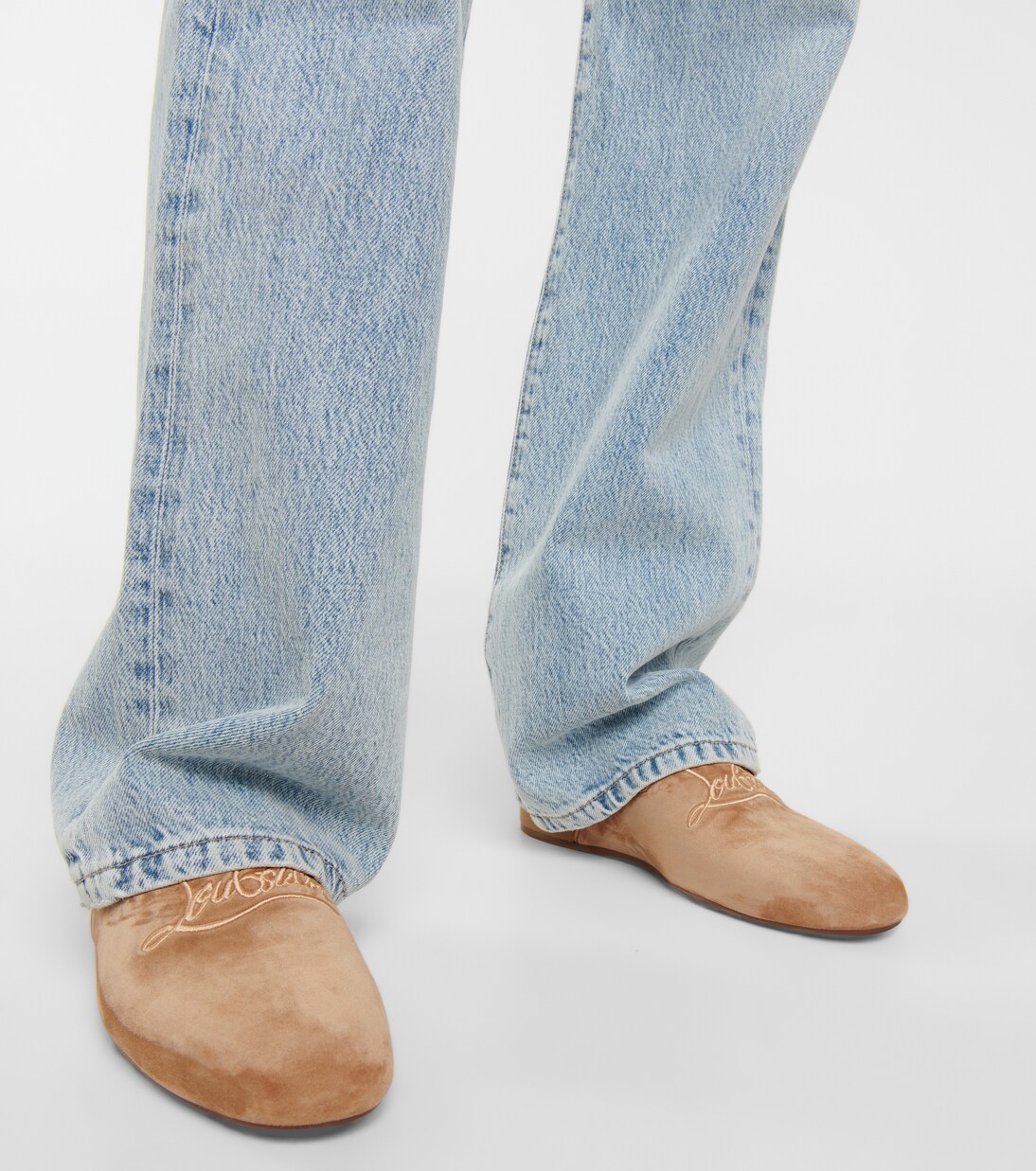 Navy Coolito Donna suede slippers in beige - Christian Louboutin ...