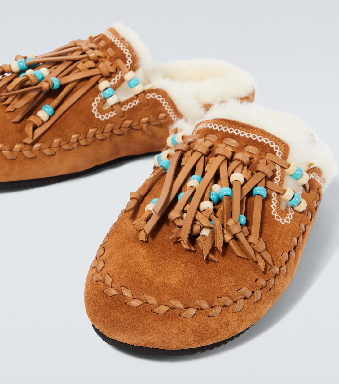 The Journey shearling-lined suede mules in brown - Alanui | Mytheresa