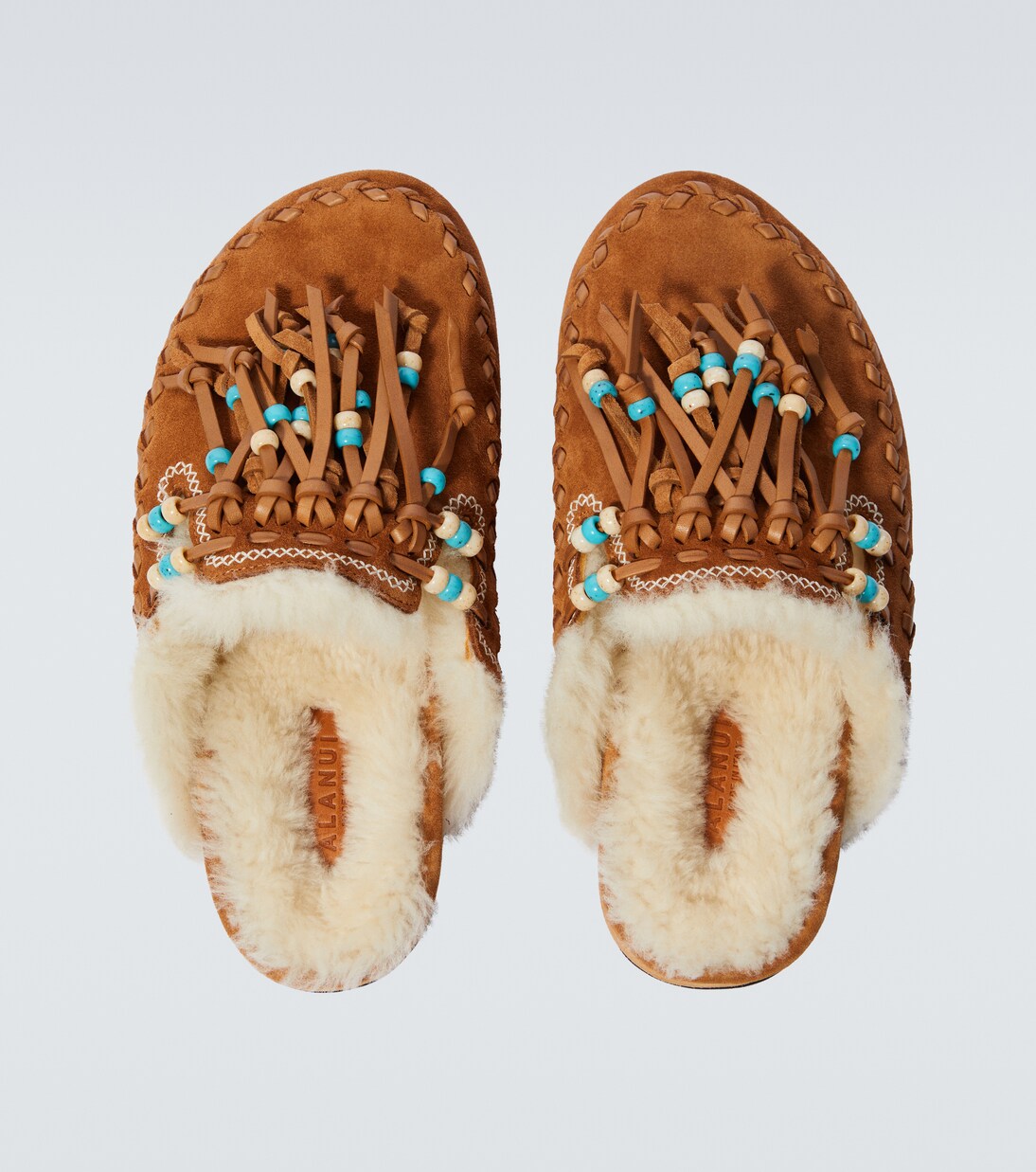 The Journey shearling-lined suede mules in brown - Alanui | Mytheresa