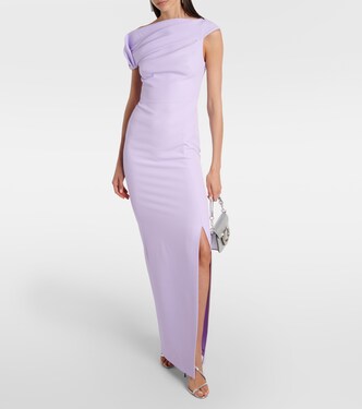 Derra draped crêpe gown in purple - Safiyaa | Mytheresa