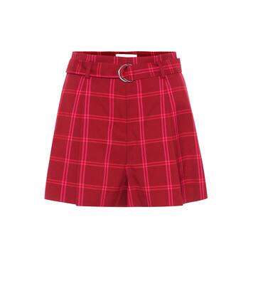 High-rise checked shorts in red - Simkhai | Mytheresa