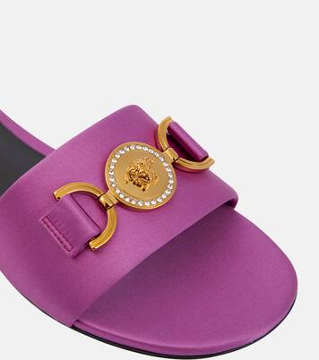 Medusa '95 satin slides in purple - Versace | Mytheresa