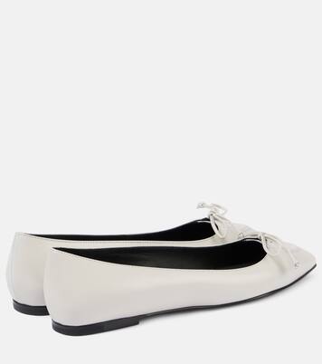 Leather ballet flats in white - Alaia | Mytheresa