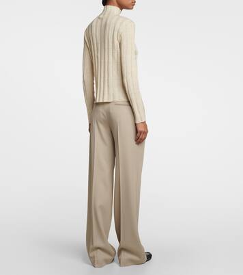 Daxy linen and silk turtleneck top in white - The Row | Mytheresa