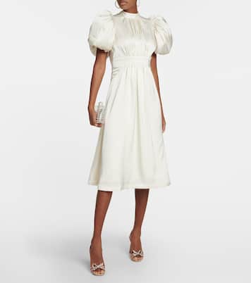 Open-back satin midi dress in white - Rotate | Mytheresa