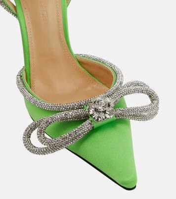 Crystal-embellished silk pumps in green - Mach Mach | Mytheresa