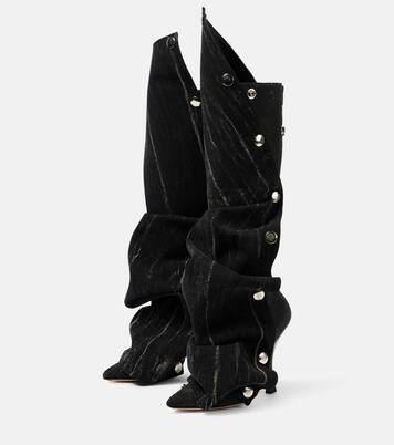 Snap denim knee-high boots in black - Y Project | Mytheresa