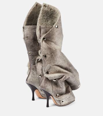 Snap faux leather knee-high boots in grey - Y Project | Mytheresa