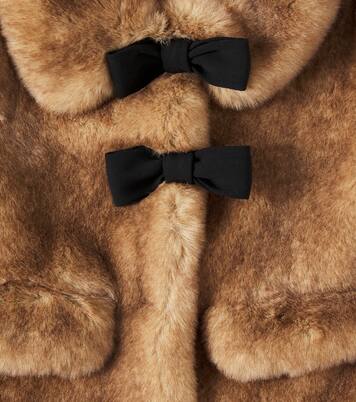 Bow-detail faux fur jacket in brown - Self Portrait Kids | Mytheresa