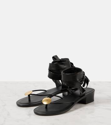Cord leather thong sandals in black - The Row | Mytheresa