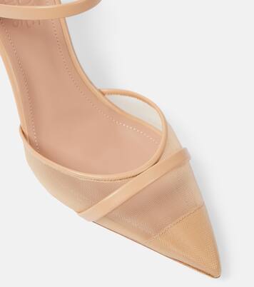 Uma 80 leather-trimmed mesh mules in neutrals - Malone Souliers | Mytheresa