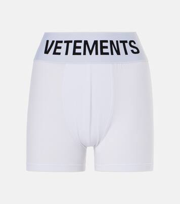Logo cotton-blend boxers in white - Vetements | Mytheresa