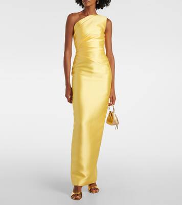 Kira one-shoulder twill maxi dress in yellow - Solace London | Mytheresa