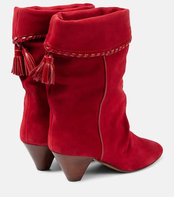 Bottines santiags Dalby en daim en rouge – Isabel Marant | Mytheresa