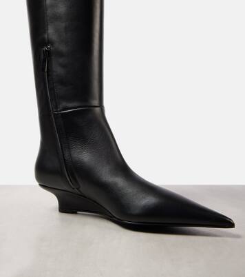 Sharp 40 leather knee-high boots in black - Toteme | Mytheresa