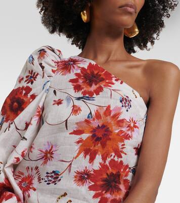 Floral Ease one-shoulder linen top in multicoloured - Dorothee ...