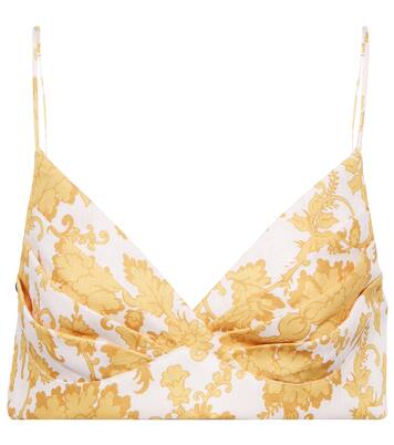 Postcard floral linen bustier top in yellow - Zimmermann | Mytheresa