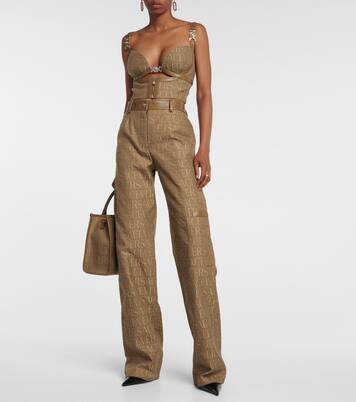 Versace Allover Leather Trimmed Bustier in Beige - Versace | Mytheresa