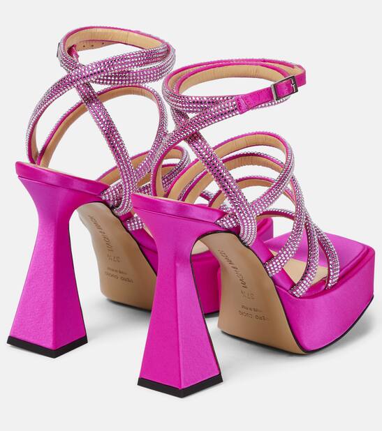 Sydney Embellished Satin Platform Sandals in Pink - Mach Mach | Mytheresa